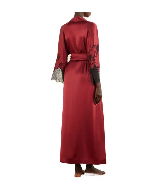 Carine Gilson Lace-embroidered Silk-satin Robe
