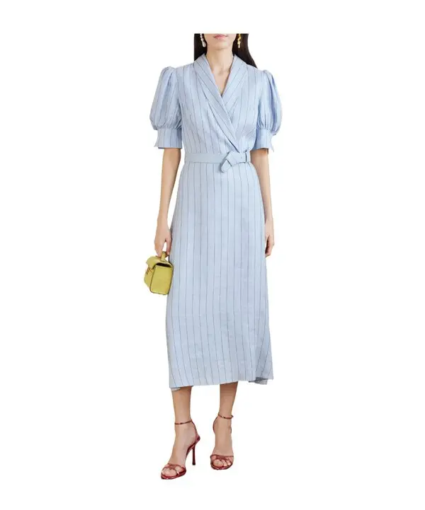 Rebecca Vallance Puff-sleeve Belted Midi Dress