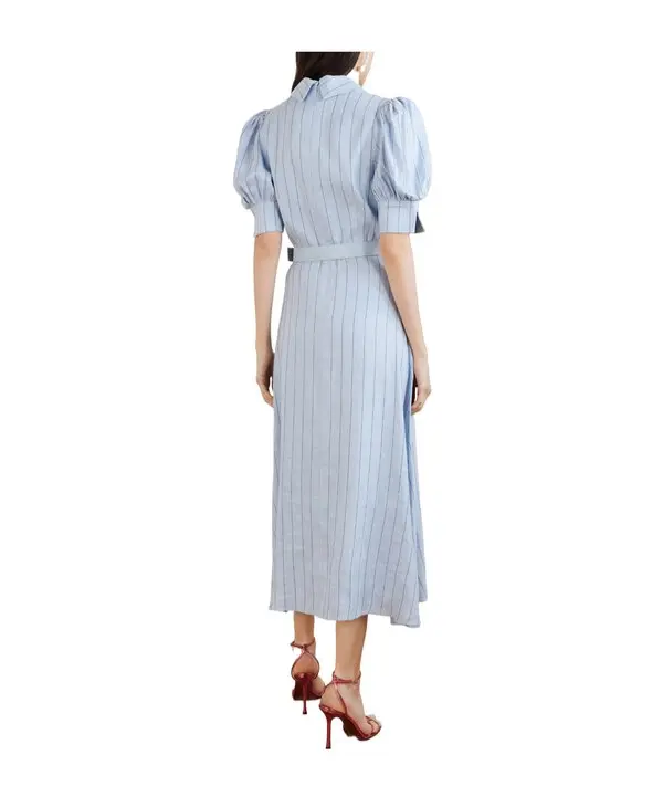 Rebecca Vallance Puff-sleeve Belted Midi Dress