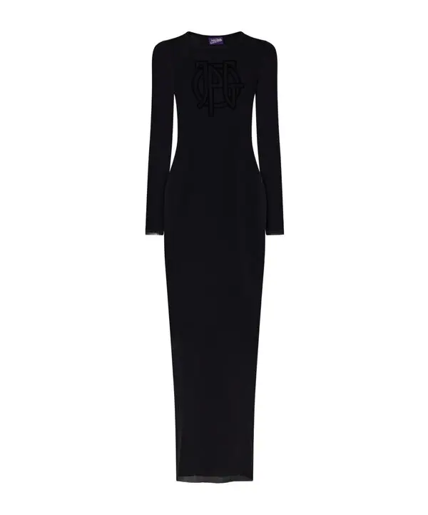 JEAN PAUL GAULTIER Logo Embellished Mesh Maxi Dress
