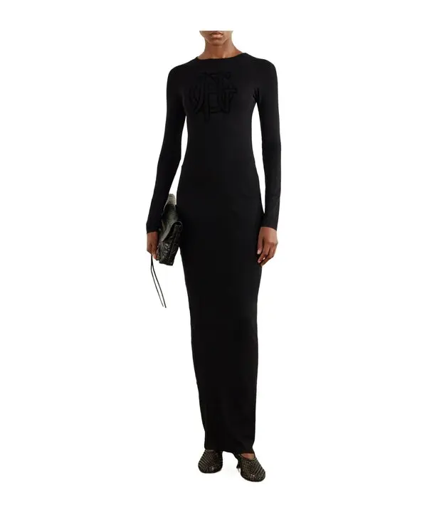 JEAN PAUL GAULTIER Logo Embellished Mesh Maxi Dress