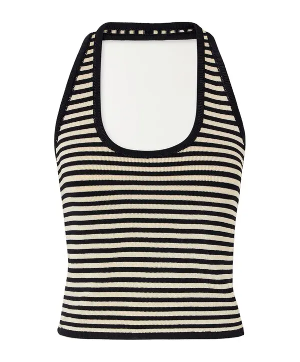 Calle Del Mar Striped Halterneck Knitted Top - Black