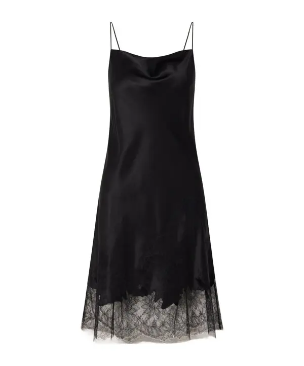 Carine Gilson Lace-trimmed Silk-satin Midi Dress - No