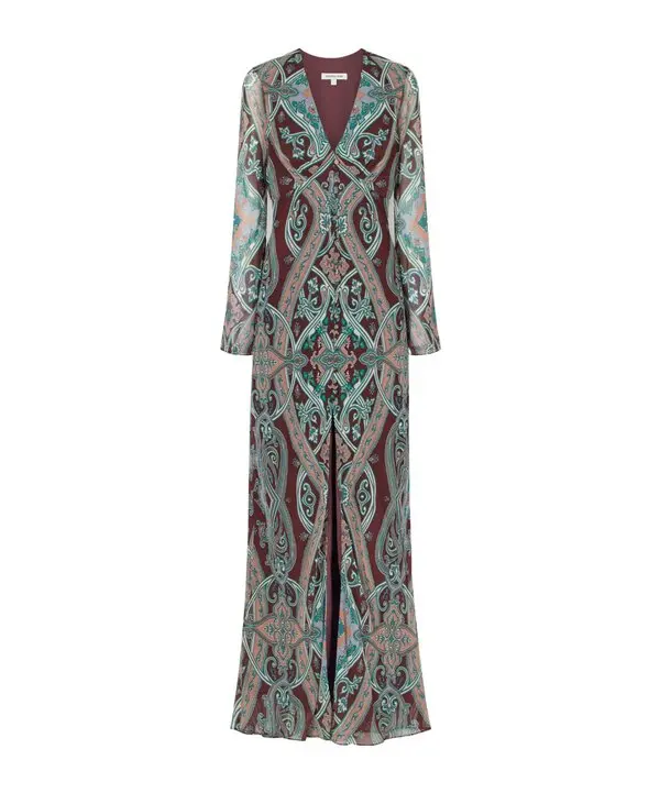 Veronica Beard Daciana Printed Silk-georgette Maxi-dress