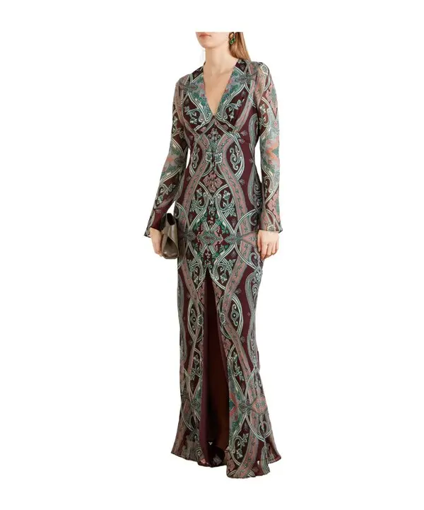 Veronica Beard Daciana Printed Silk-georgette Maxi-dress