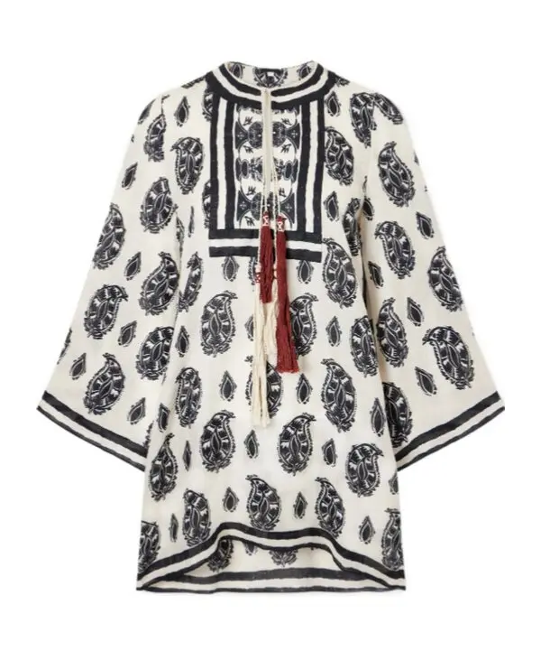 Johanna Ortiz Printed Linen Mini Dress