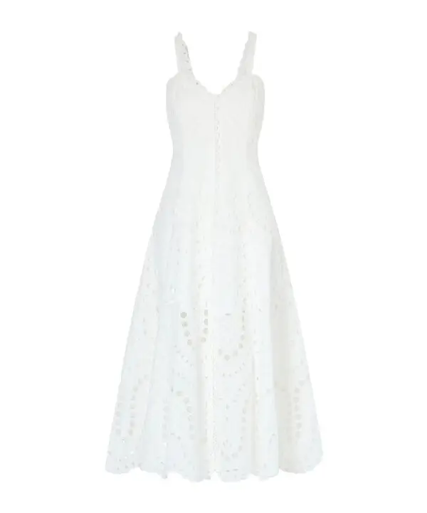 Charo Ruiz Ibiza Solace Broderie Anglaise Cotton-blend Midi Dress - No