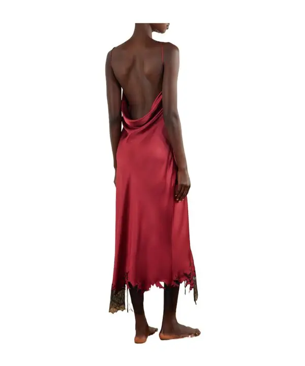 Carine Gilson Lace-trimmed Silk-satin Maxi Dress - No