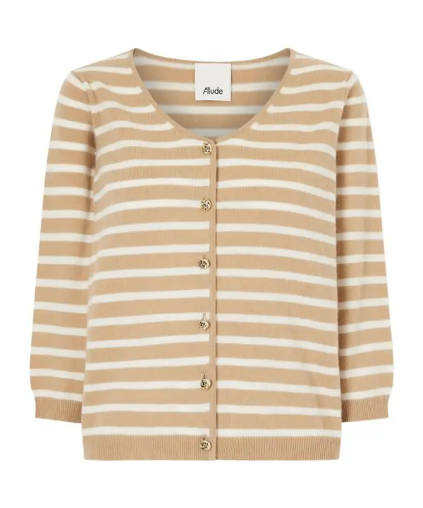 ALLUDE Striped Knit Cardigan - No