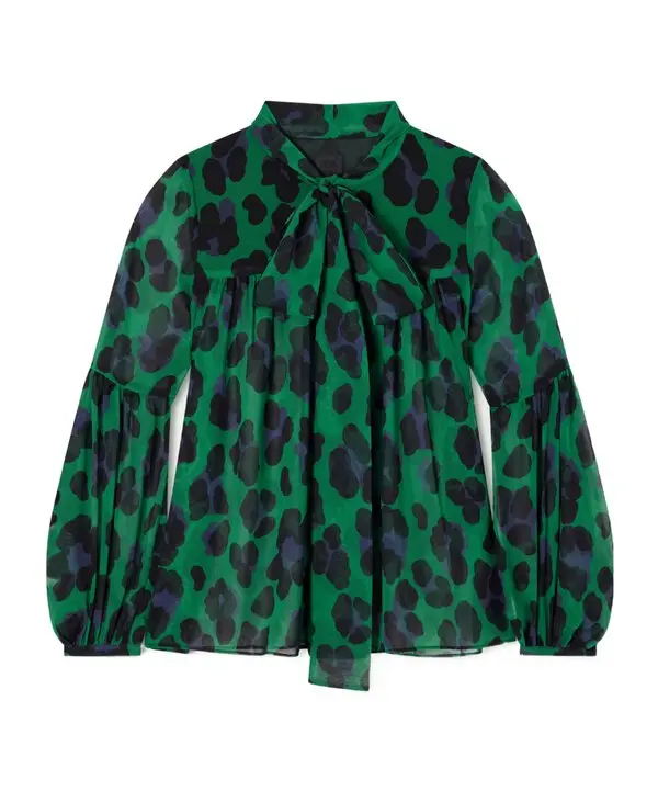Anna Sui Gathered Leopard-print Georgette Blouse - No