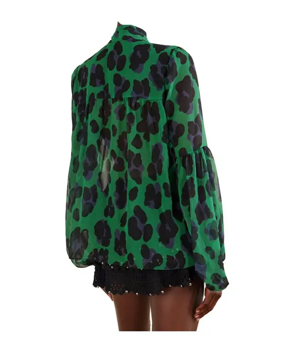 Anna Sui Gathered Leopard-print Georgette Blouse - No
