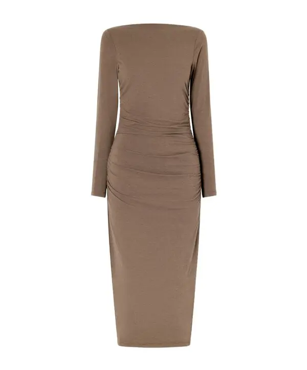 JAMES PERSE Gathered Cotton-blend Midi Dress