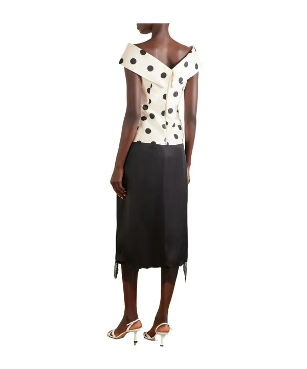 Rebecca Vallance Off-the-shoulder Polka-dot Satin-twill Top