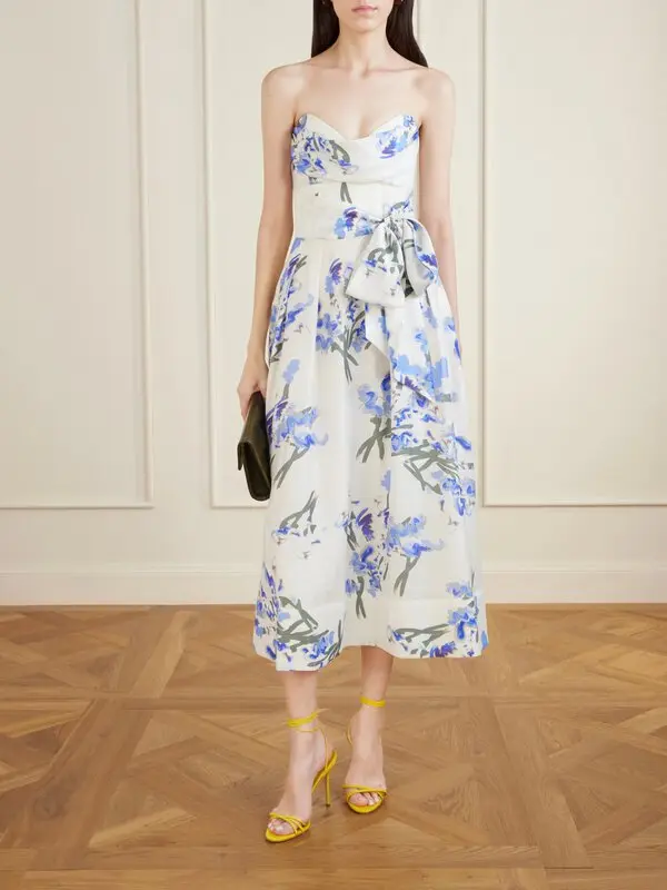 Rebecca Vallance Floral Strapless Midi Dress