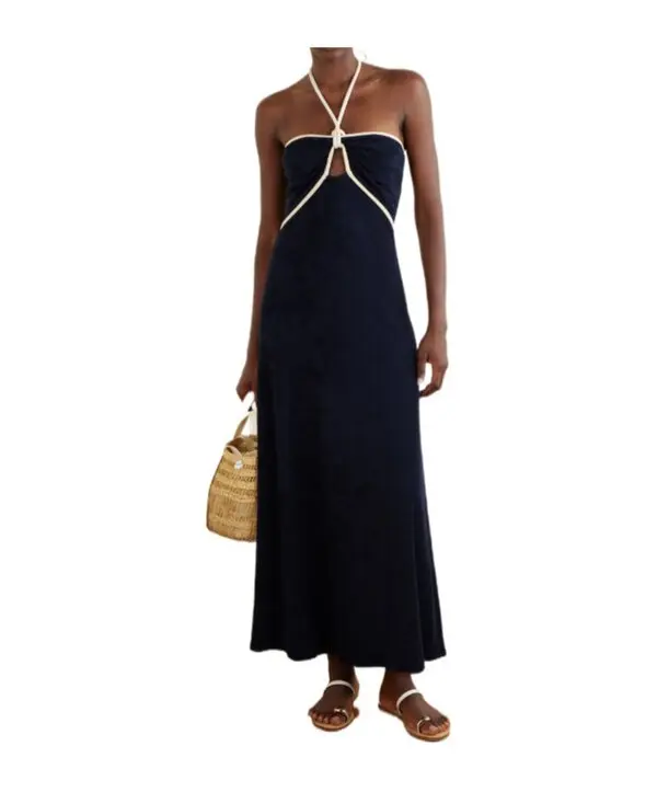 Johanna Ortiz Cut-out Cotton-terry Halterneck Maxi Dress - No