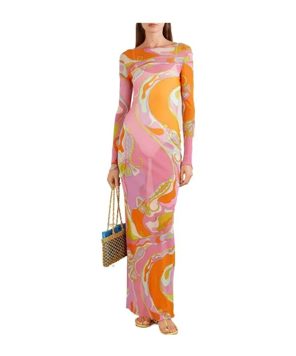 Emilio Pucci Printed Tulle Maxi Dress