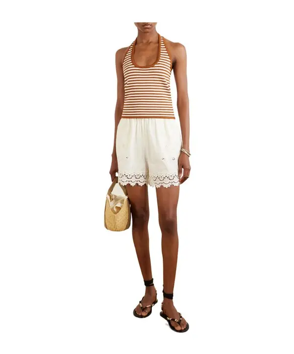 Calle Del Mar Halterneck Striped Knitted Top - No
