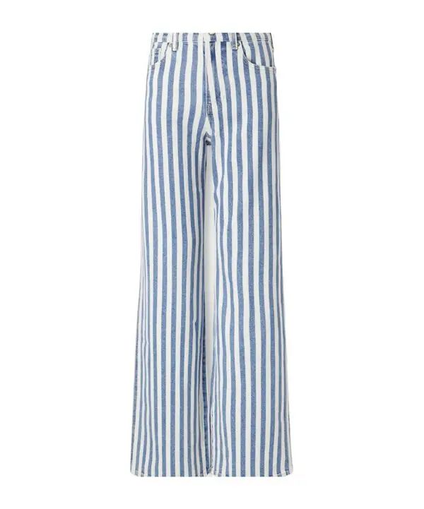Veronica Beard Striped High-rise Wide-leg Jeans - No