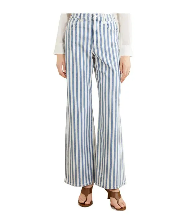 Veronica Beard Striped High-rise Wide-leg Jeans