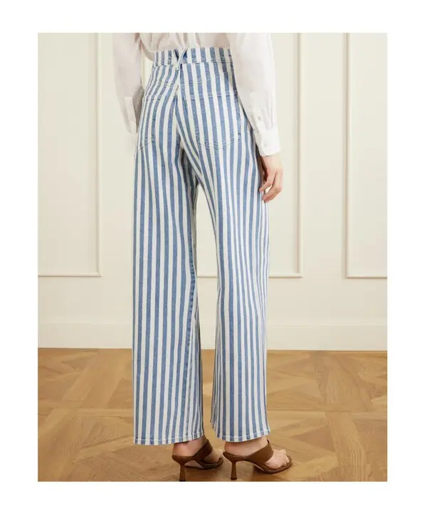 Veronica Beard Striped High-rise Wide-leg Jeans