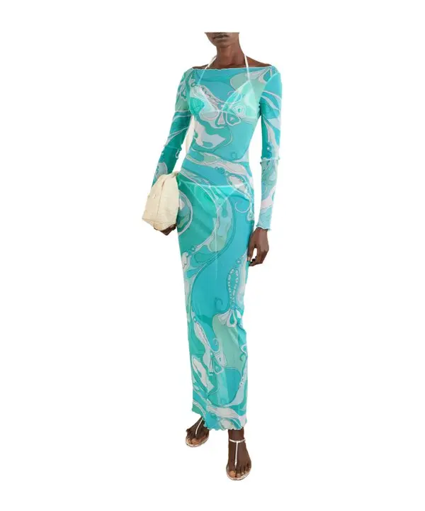 Emilio Pucci Long Sleeve Maxi Column Dress