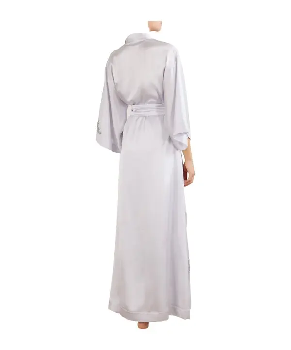 Carine Gilson Lace-appliqué Silk-satin Robe