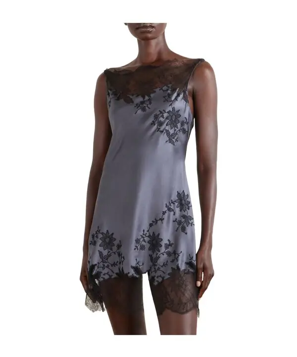 Carine Gilson Lace-embroidered Silk-satin Mini Dress