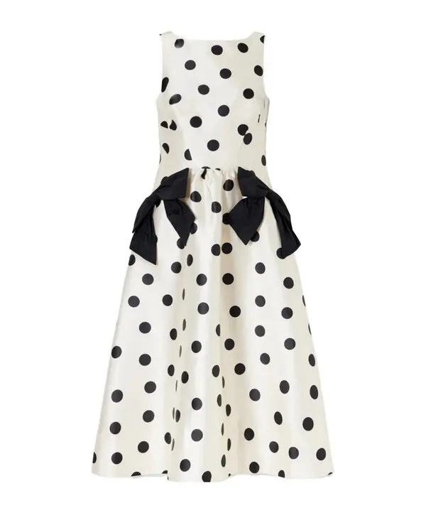Rebecca Vallance Bow-detailed Polka-dot Satin-twill Midi Dress - No