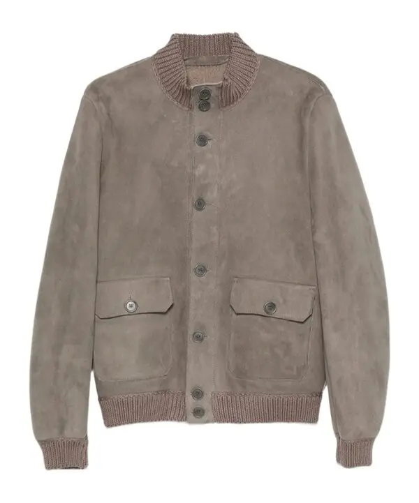 SALVATORE SANTORO Suede Ribbed-trim Jacket