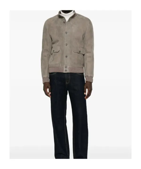 SALVATORE SANTORO Suede Ribbed-trim Jacket