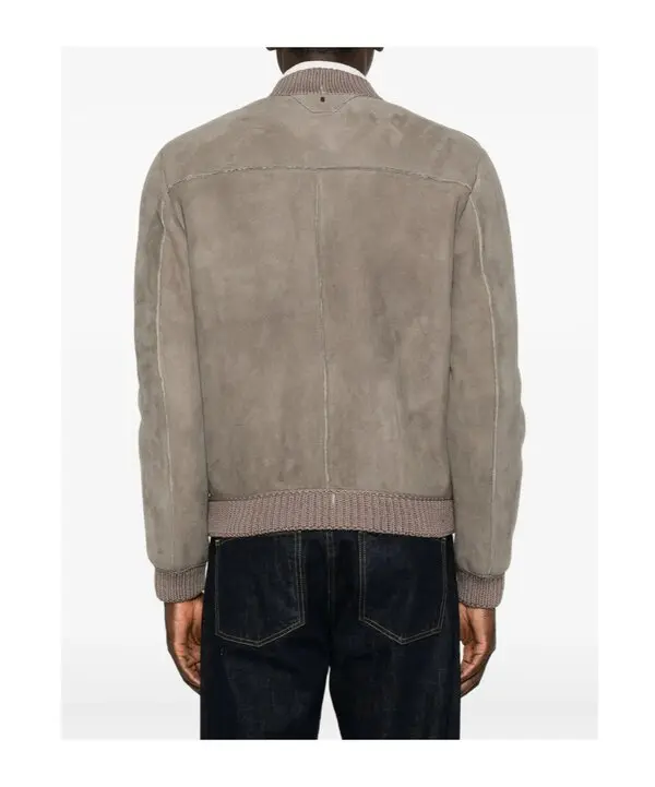 SALVATORE SANTORO Suede Ribbed-trim Jacket