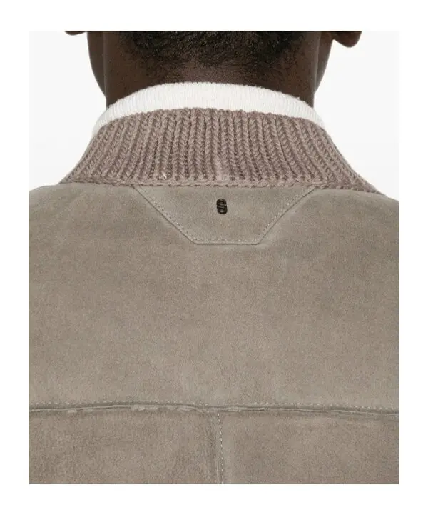 SALVATORE SANTORO Suede Ribbed-trim Jacket