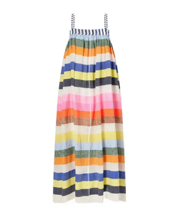 LEMLEM Striped Cotton-gauze Midi Dress
