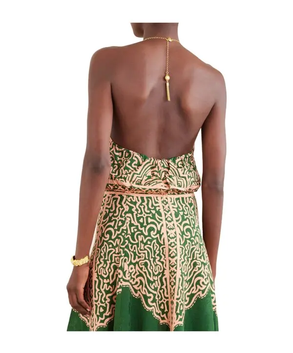 Johanna Ortiz Bow-detailed Embellished Satin-jacquard Top