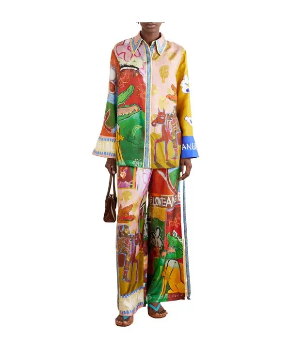 ALEMAIS Graffiti Print Long Sleeve Shirt