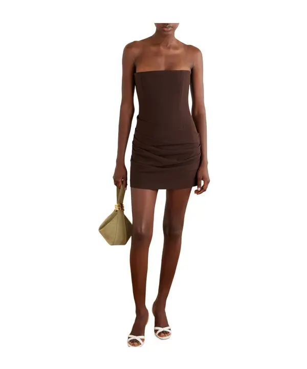 Alex Perry Strapless Draped Crepe Mini Dress