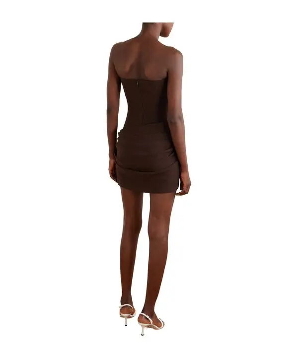 Alex Perry Strapless Draped Crepe Mini Dress