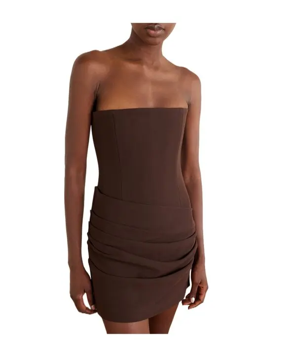 Alex Perry Strapless Draped Crepe Mini Dress