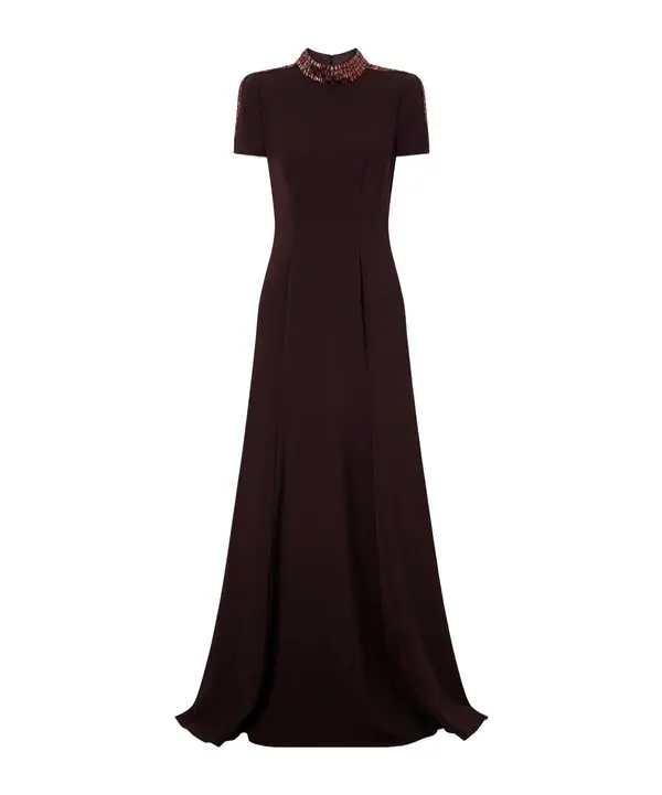 Jenny Packham Mesa Embellished Crepe Gown