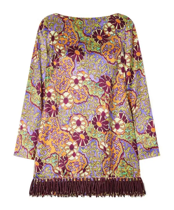 ALEMAIS Floral-print Fringed Satin Mini Dress - Multicolor
