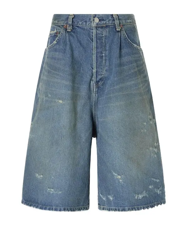 SSSTEIN Distressed Denim Shorts - Blue