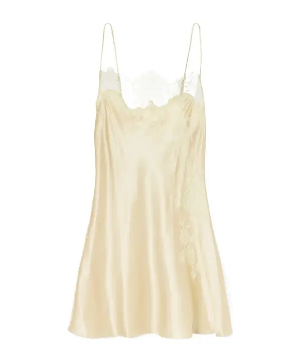 Carine Gilson Lace-trimmed Silk-satin Slip - Nude