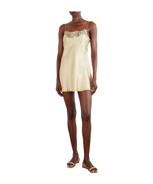 Carine Gilson Lace-trimmed Silk-satin Slip