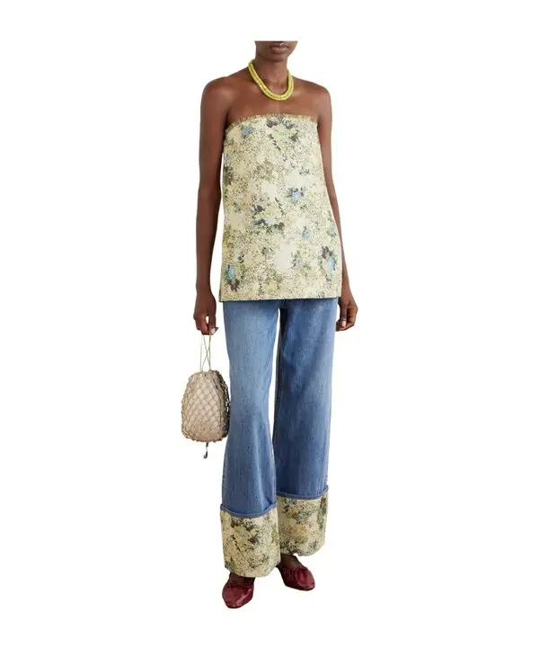 ALEMAIS Whitney Strapless Floral-jacquard Bustier Top