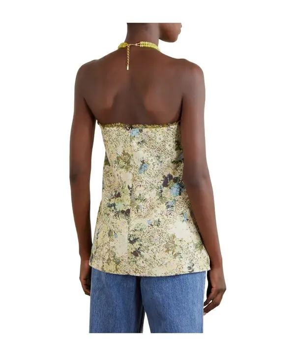 ALEMAIS Whitney Strapless Floral-jacquard Bustier Top