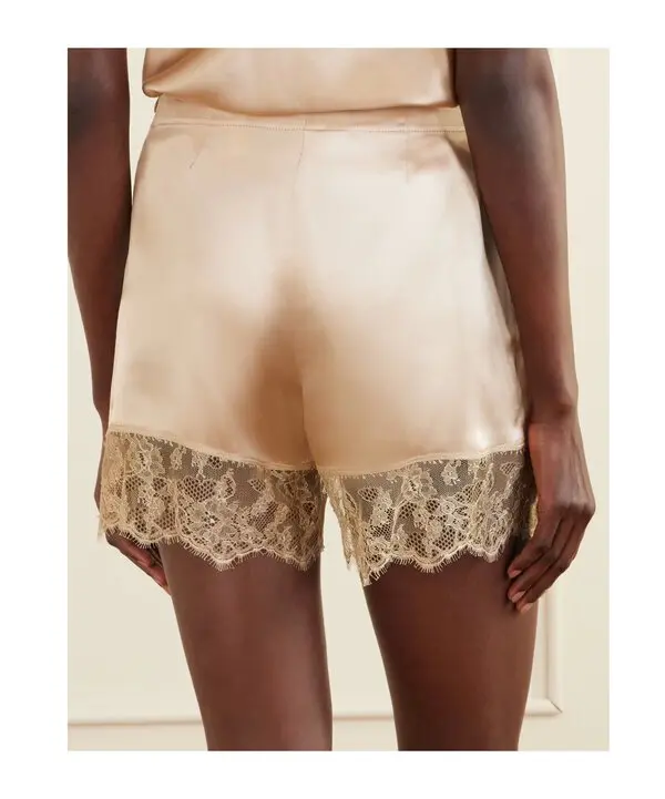 Carine Gilson Lace-trimmed Silk-satin Shorts