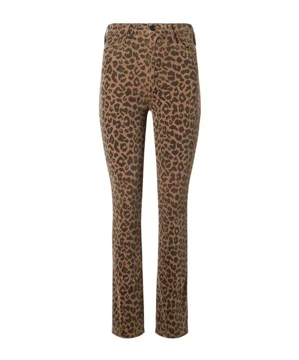 MOTHER The Hustler Flood Leopard-print Cotton-blend Corduroy High-rise Flared Pants - No