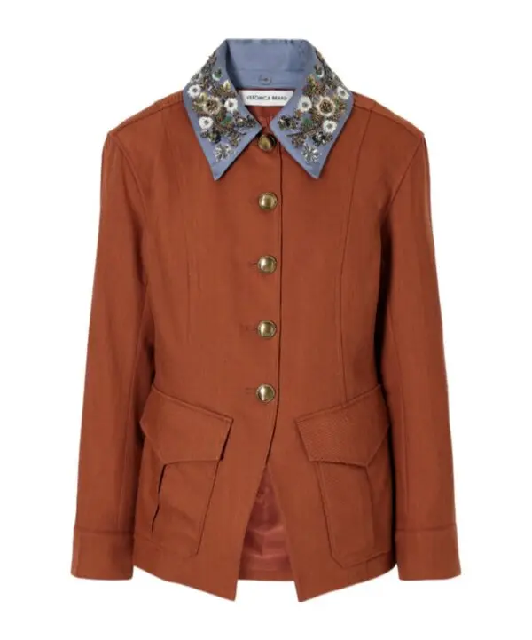 Veronica Beard Sequin And Bead-embellished Twill Jacket - Brown