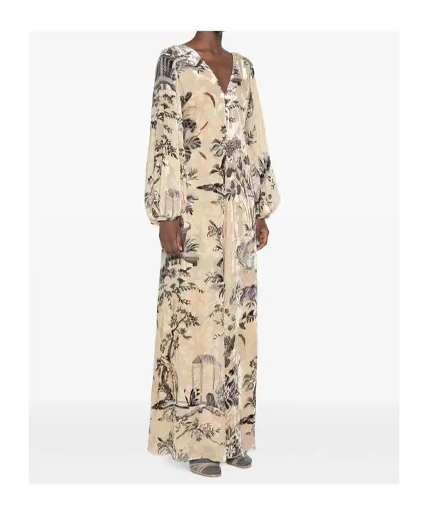 Etro Printed Long-sleeve Maxi Dress