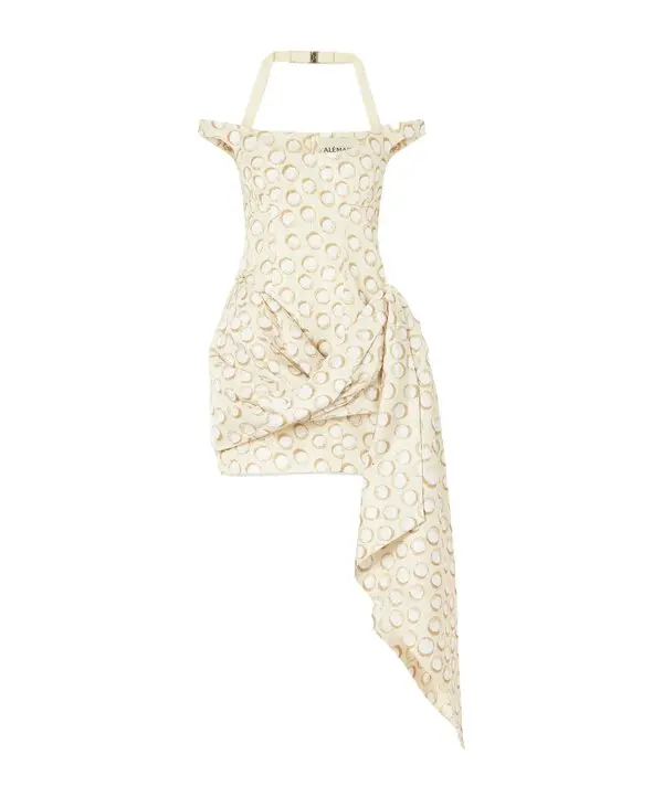 ALEMAIS Paula Polka-dot Draped Mini Dress